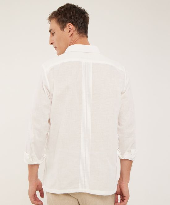 Camisa Guayabera Manga Larga Con Corte Almilla Y Alforzas En Frente ...